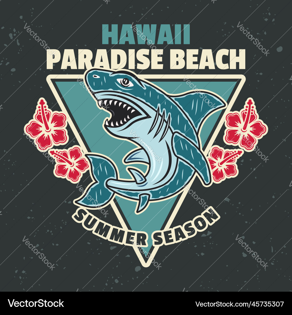 Hawaii Paradies Strand Vintage Emblem Label Vektorbild