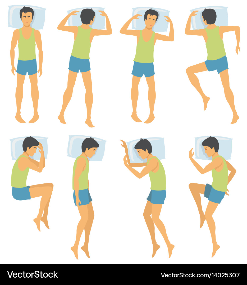 Person sleep positioning man in different Vector Image