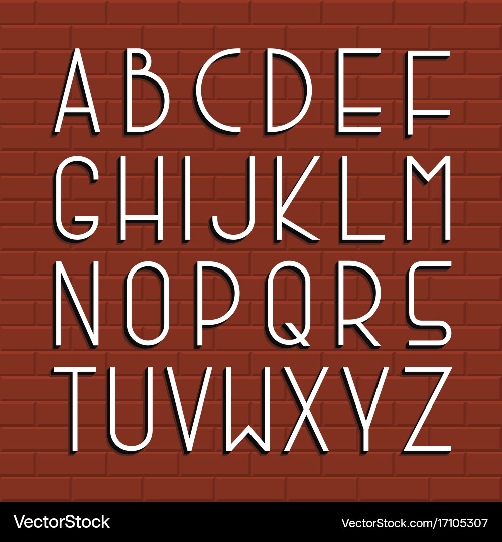 Thin retro font english alphabet Royalty Free Vector Image