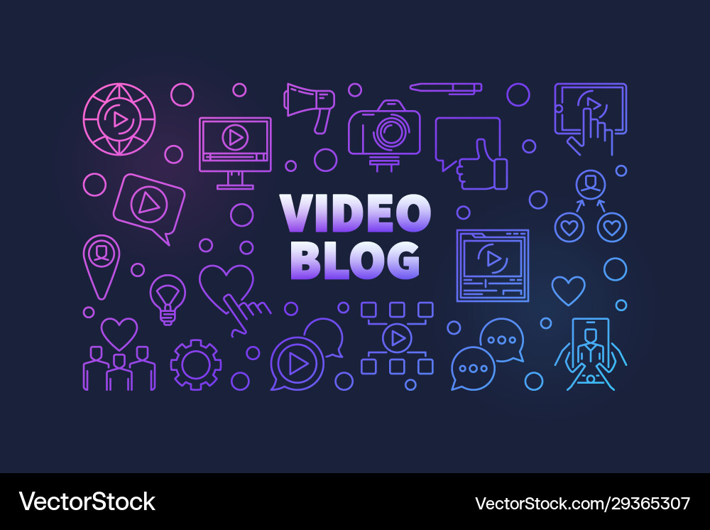Video blog colored outline horizontal Royalty Free Vector
