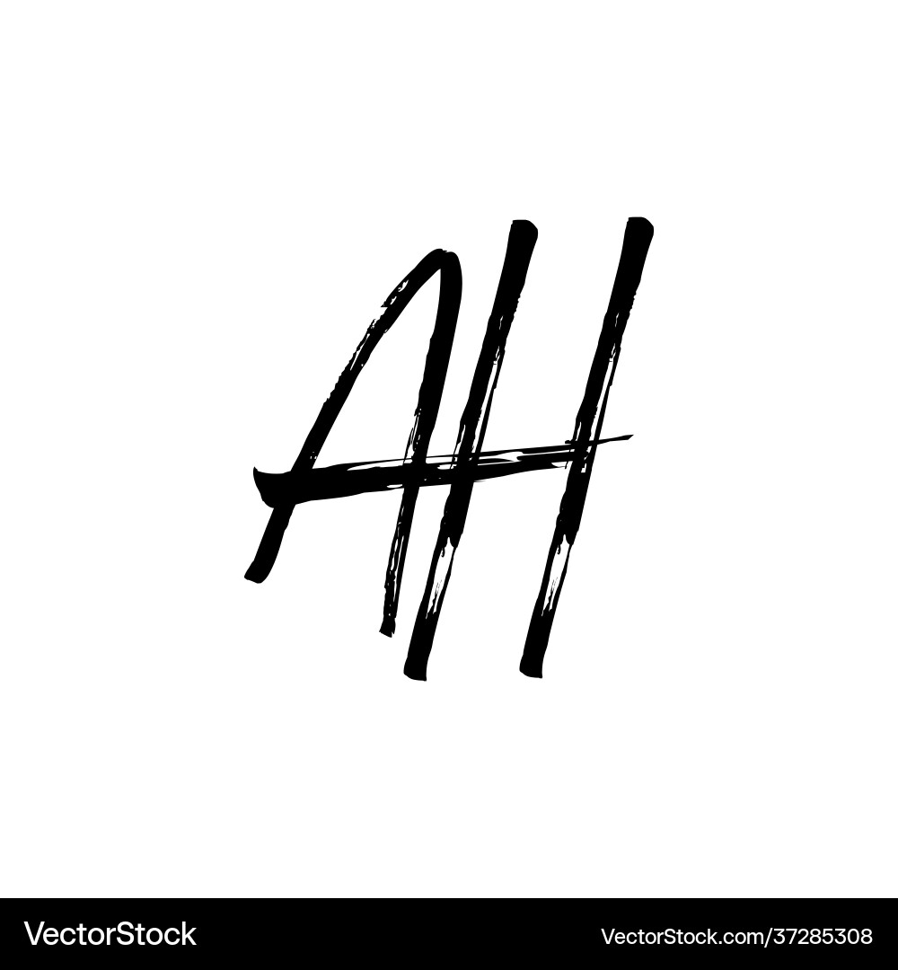 Ah letter mark ink brush stroke monogram logo icon