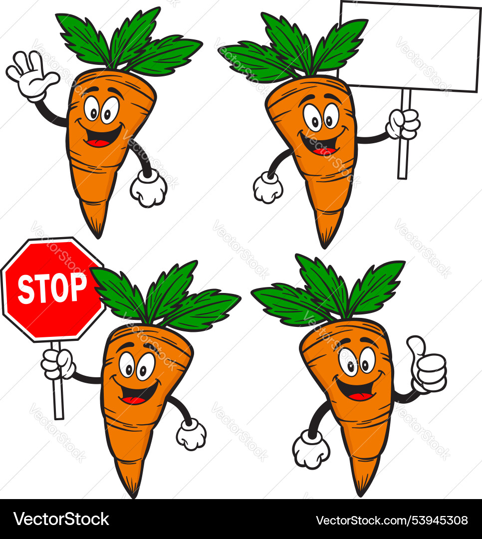 Carrot character set 01 Royalty Free Vector Image