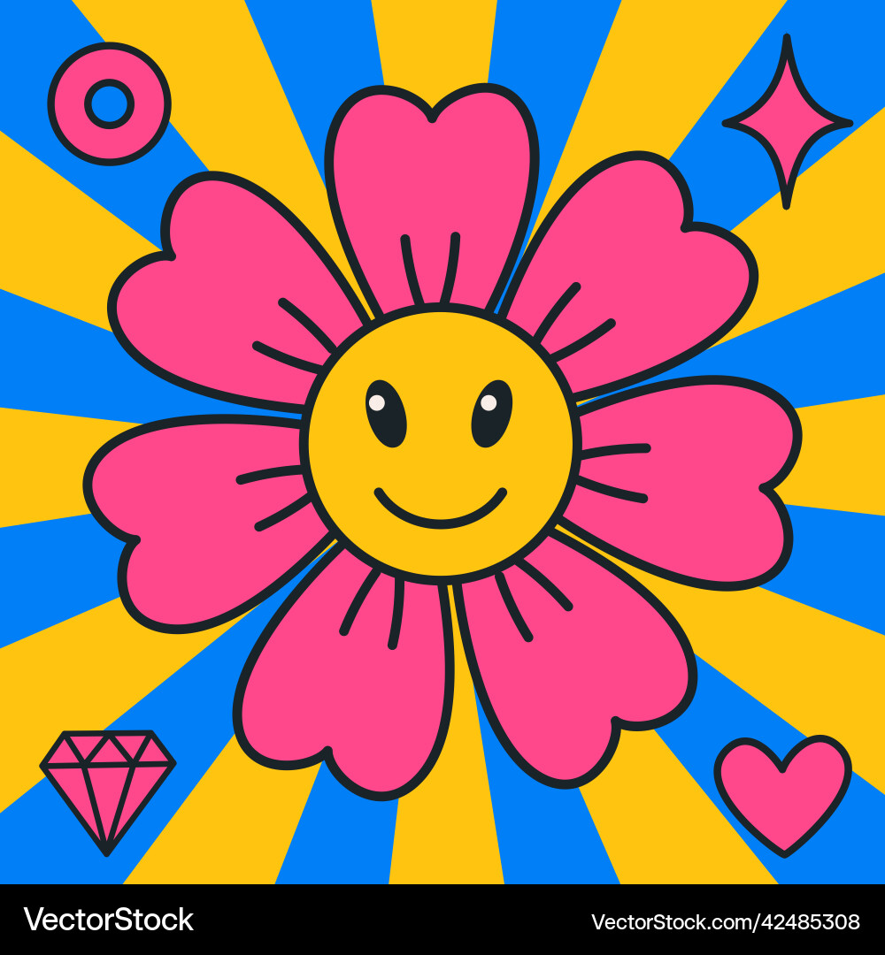 Cartoon funny cute comic characters acid Vector Image