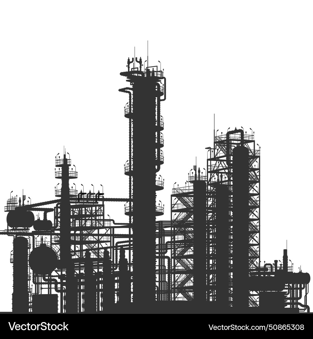 Chemical plant for oil refining Royalty Free Vector Image