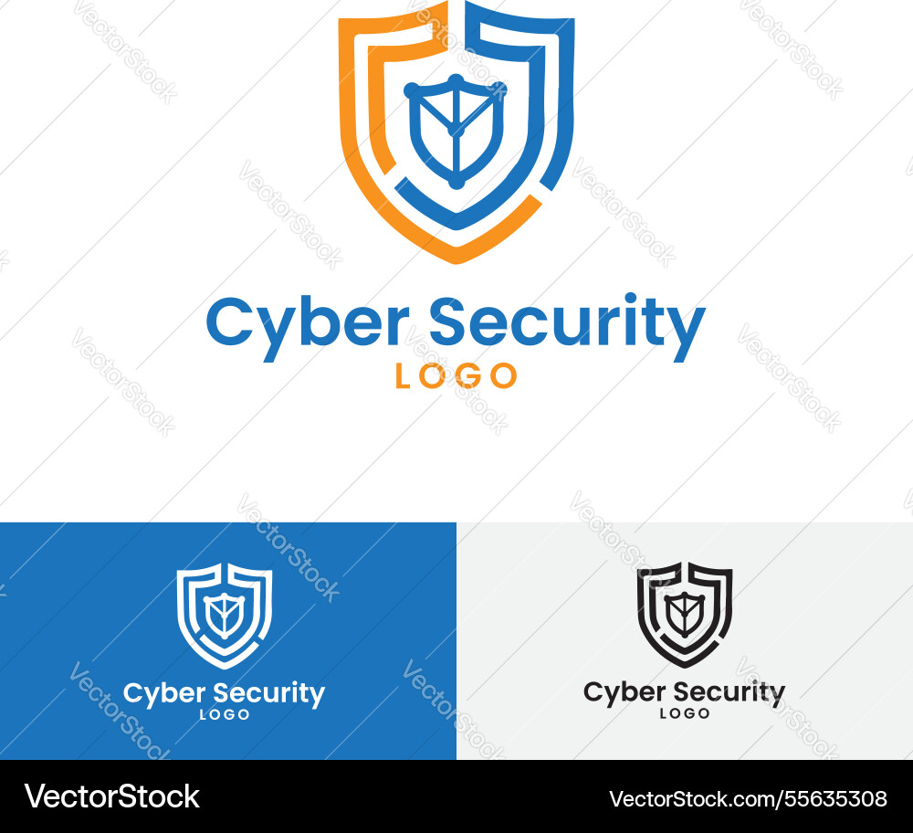 Cyber security logo design Royalty Free Vector Image