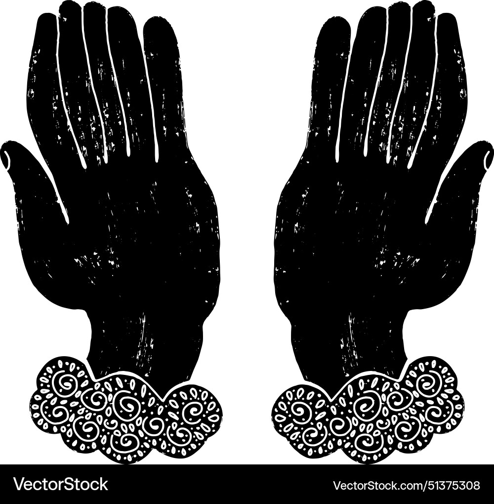 Hands graphics linocut rustic textural element Vector Image