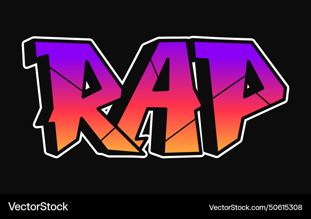 Rap - single word letters graffiti style Vector Image