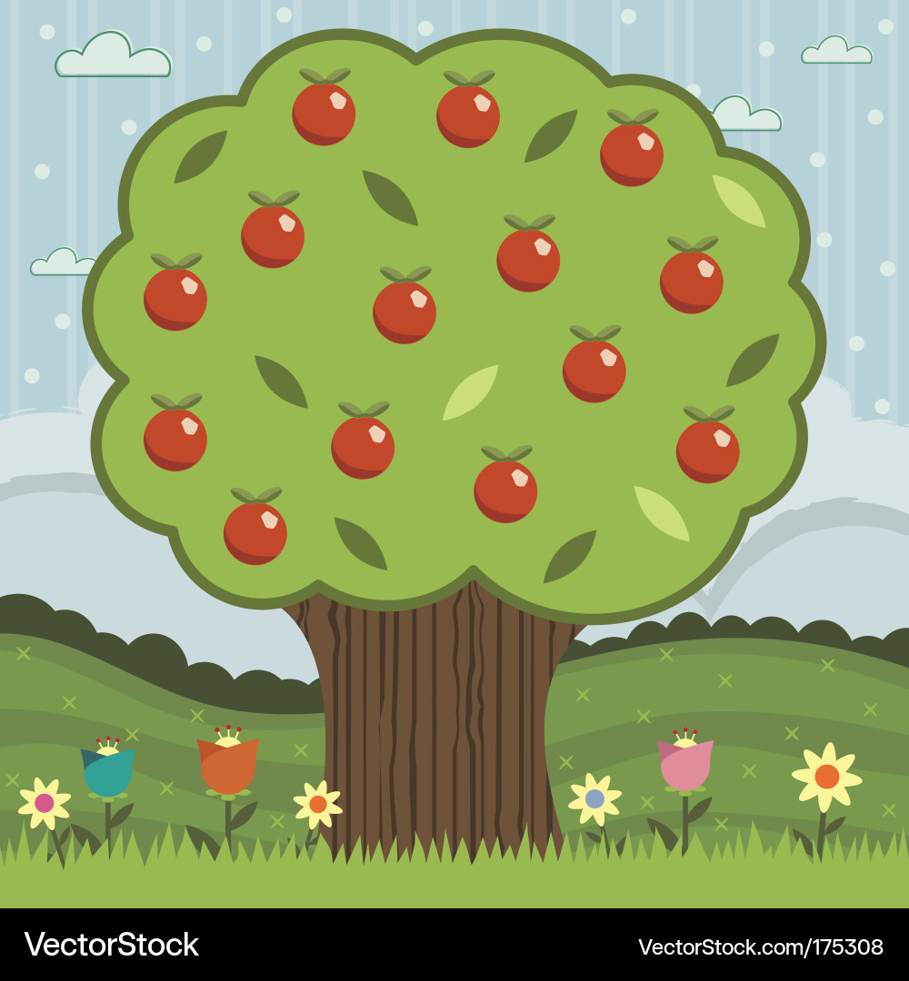 Red apple tree Royalty Free Vector Image - VectorStock