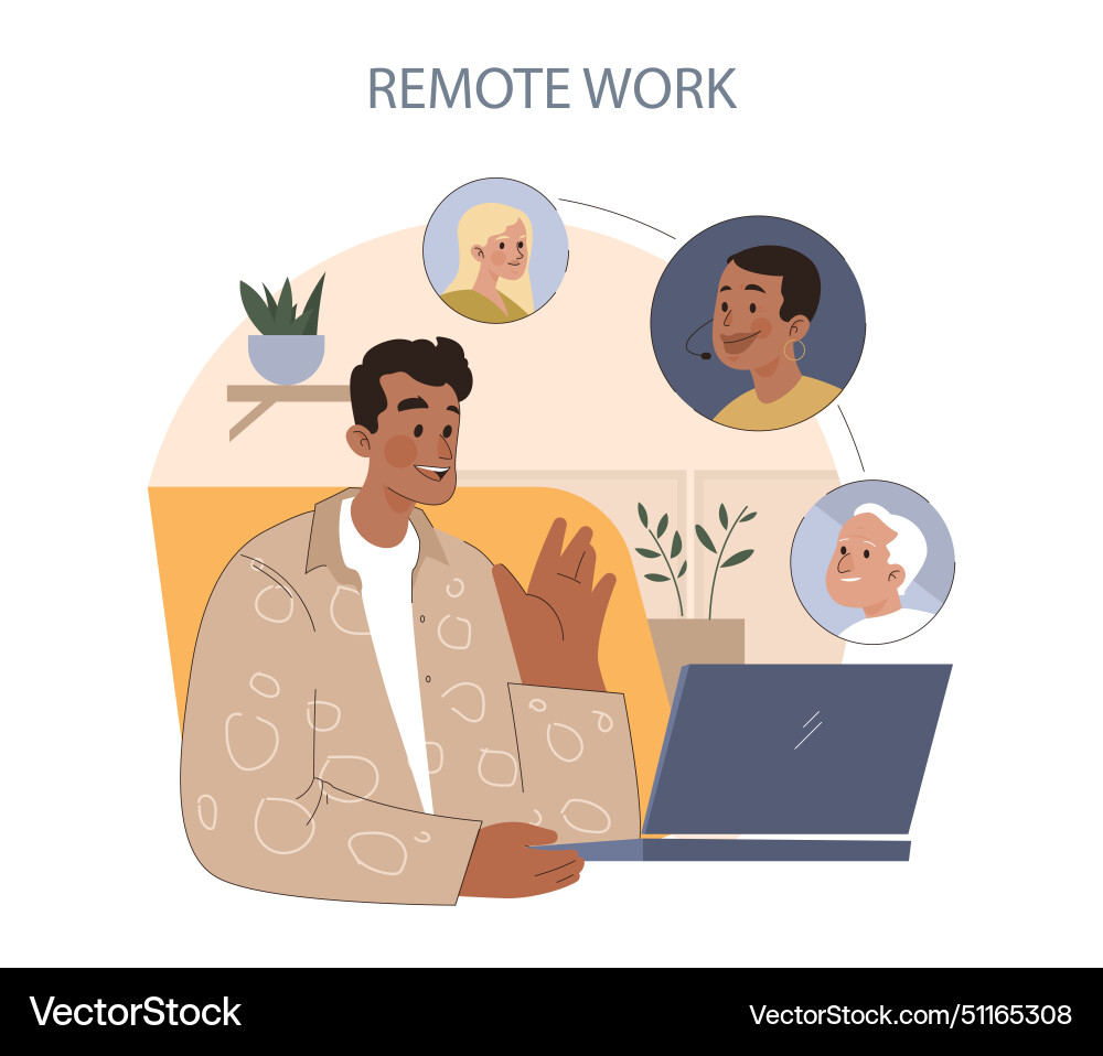 Remote work concept Royalty Free Vector Image - VectorStock