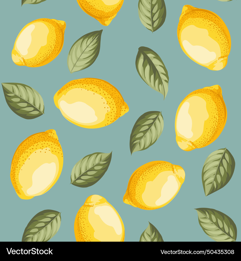 Seamless citrus pattern with lemons Royalty Free Vector