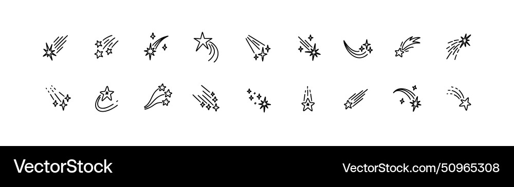 Set of doodle comets hand drawn falling stars Vector Image