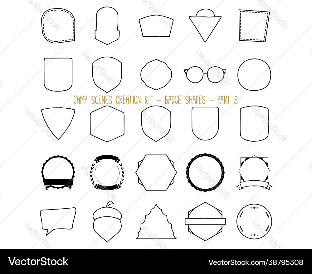 Set outline badge shapes part 3 Royalty Free Vector Image