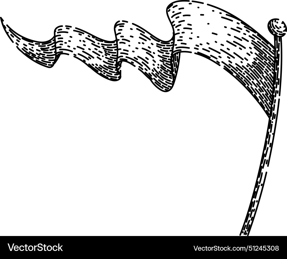 Symbol flag waving sketch hand drawn Royalty Free Vector