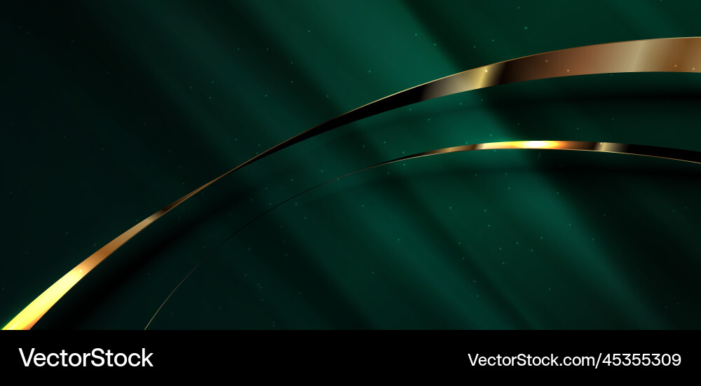 3d gold curved ribbon on green background Vector Image