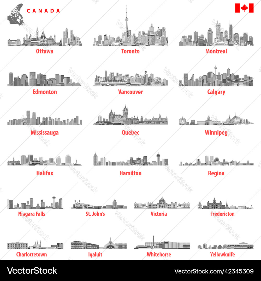 Canada largest cities and all states capitals Vector Image