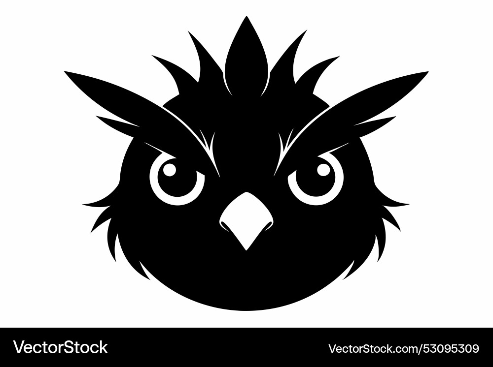 Cuckoo face black silhouette d Royalty Free Vector Image