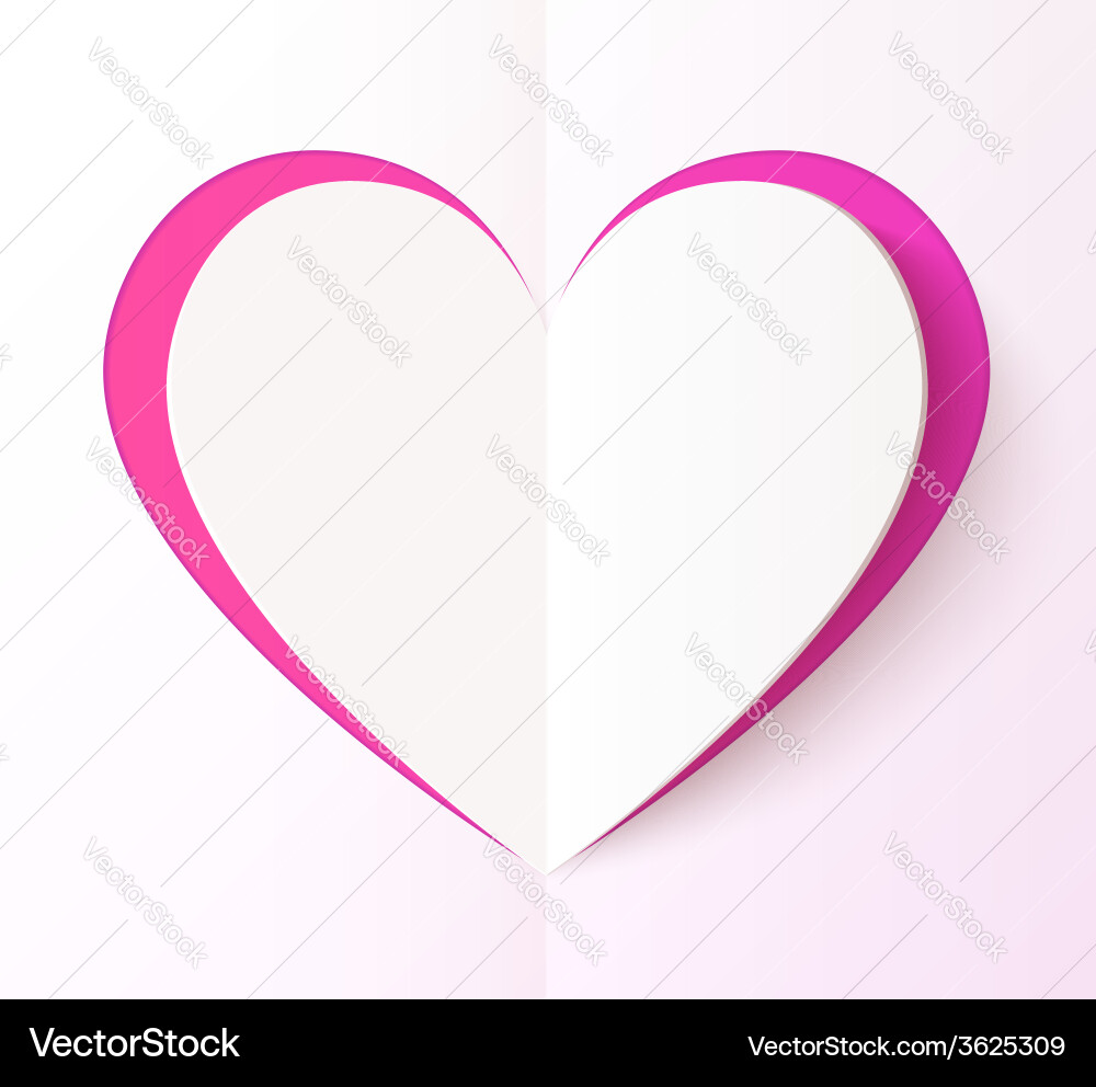 Empty folded paper style pink heart Royalty Free Vector