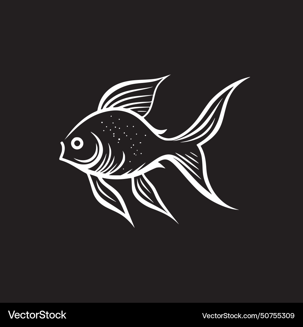 Goldfish - black and white Royalty Free Vector Image