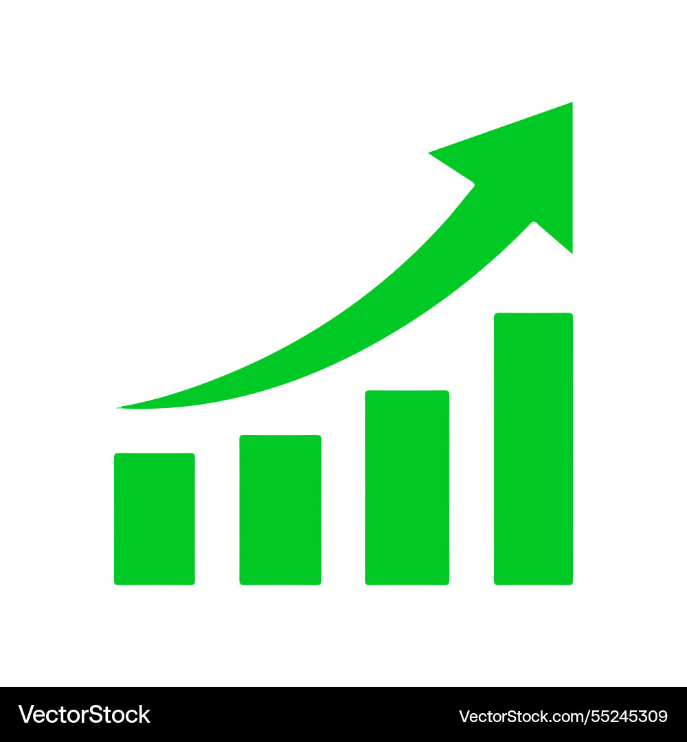 Growth chart icon simple increasing bar graph art Vector Image