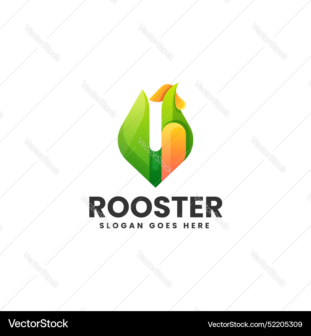 Logo rooster gradient colorful style Royalty Free Vector