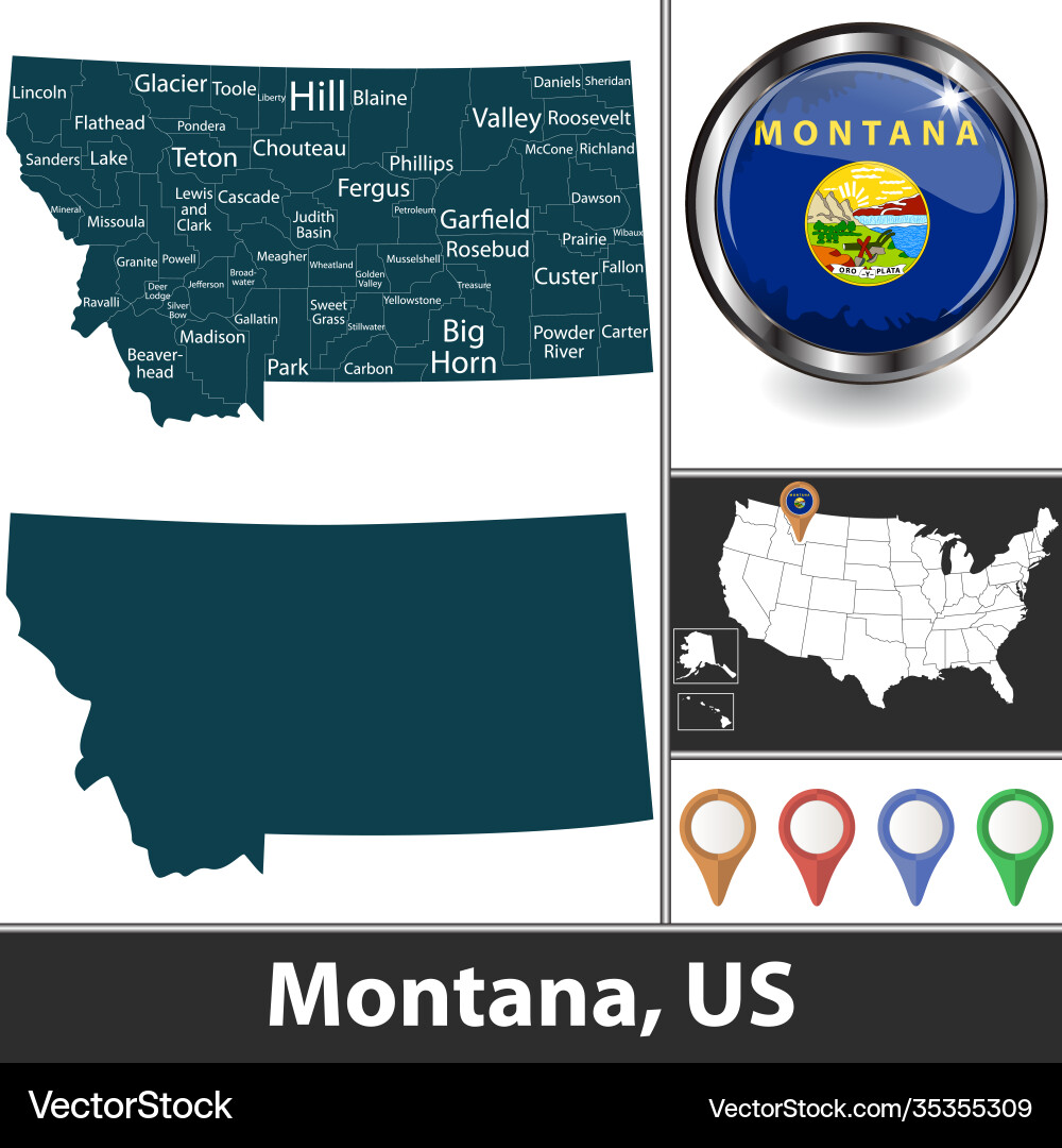 Map montana us Royalty Free Vector Image - VectorStock