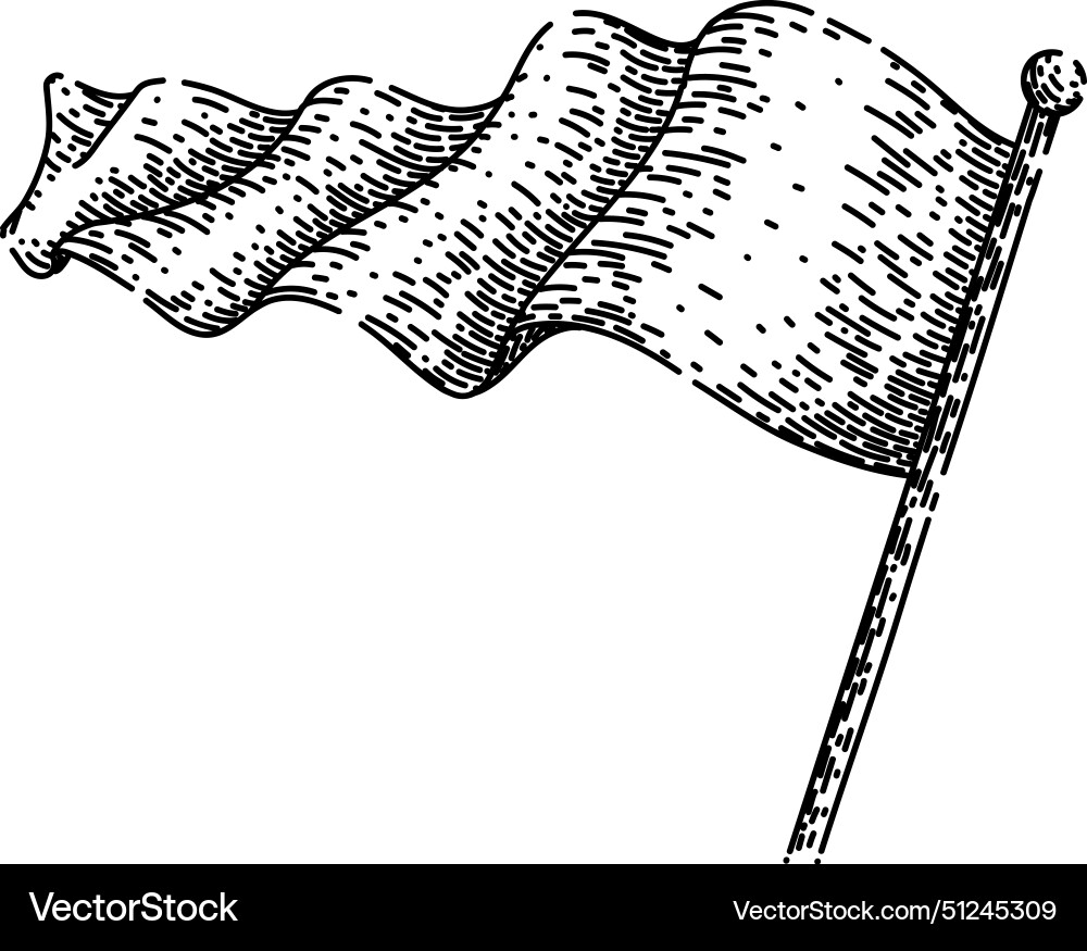 Mockup flag waving sketch hand drawn Royalty Free Vector