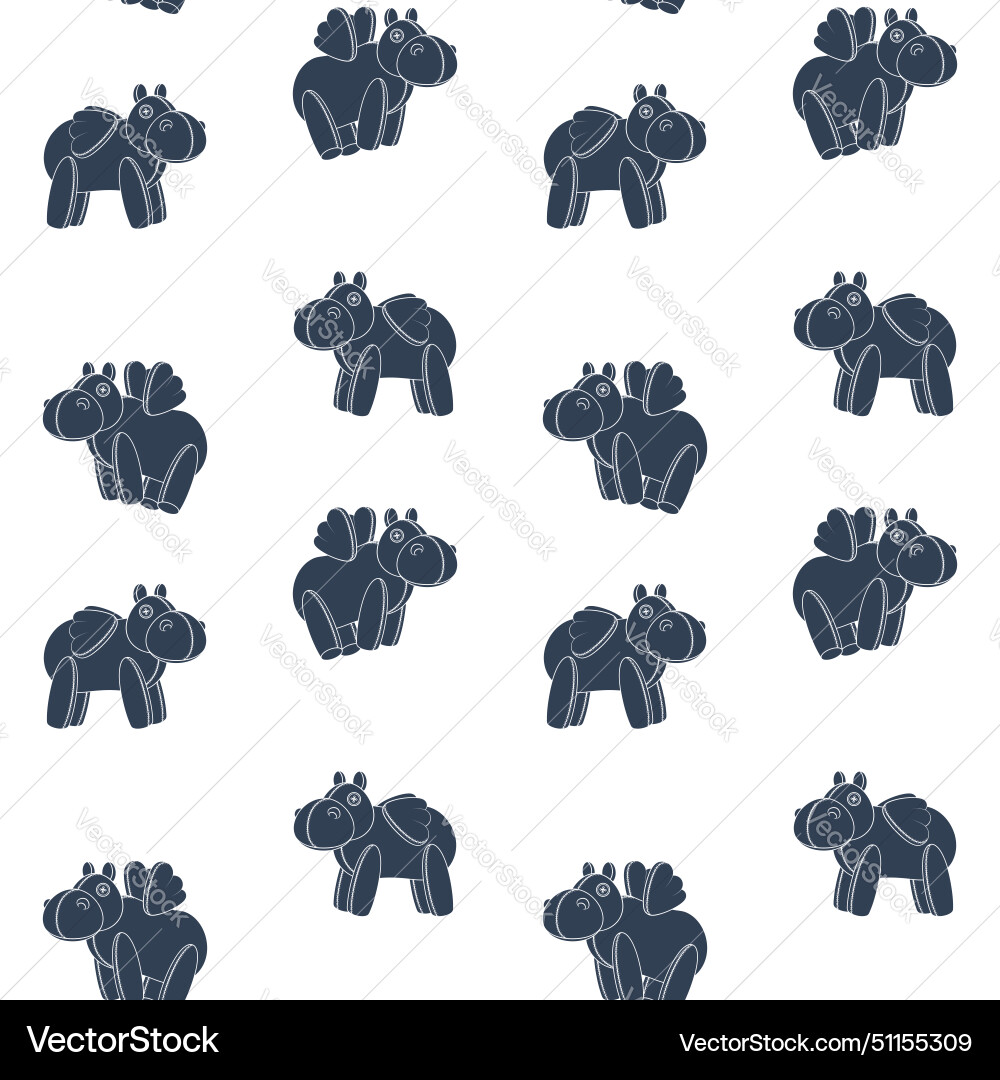 Seamless pattern with toy hippo with wings Vector Image