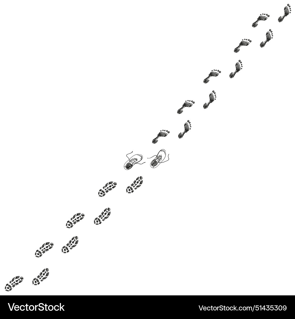 Shoe prints removed shoes left standing Royalty Free Vector