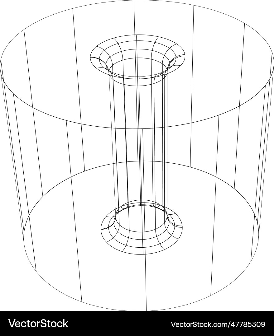 Tech wireframe cylinder 3d line Royalty Free Vector Image