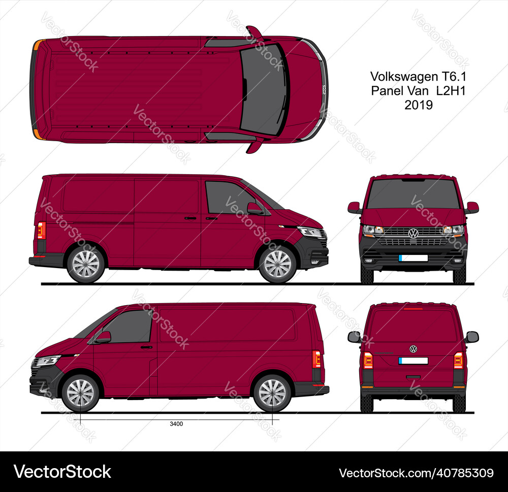 Volkswagen T6.1 Cargo Van L2H1 Royalty Free Vector Image