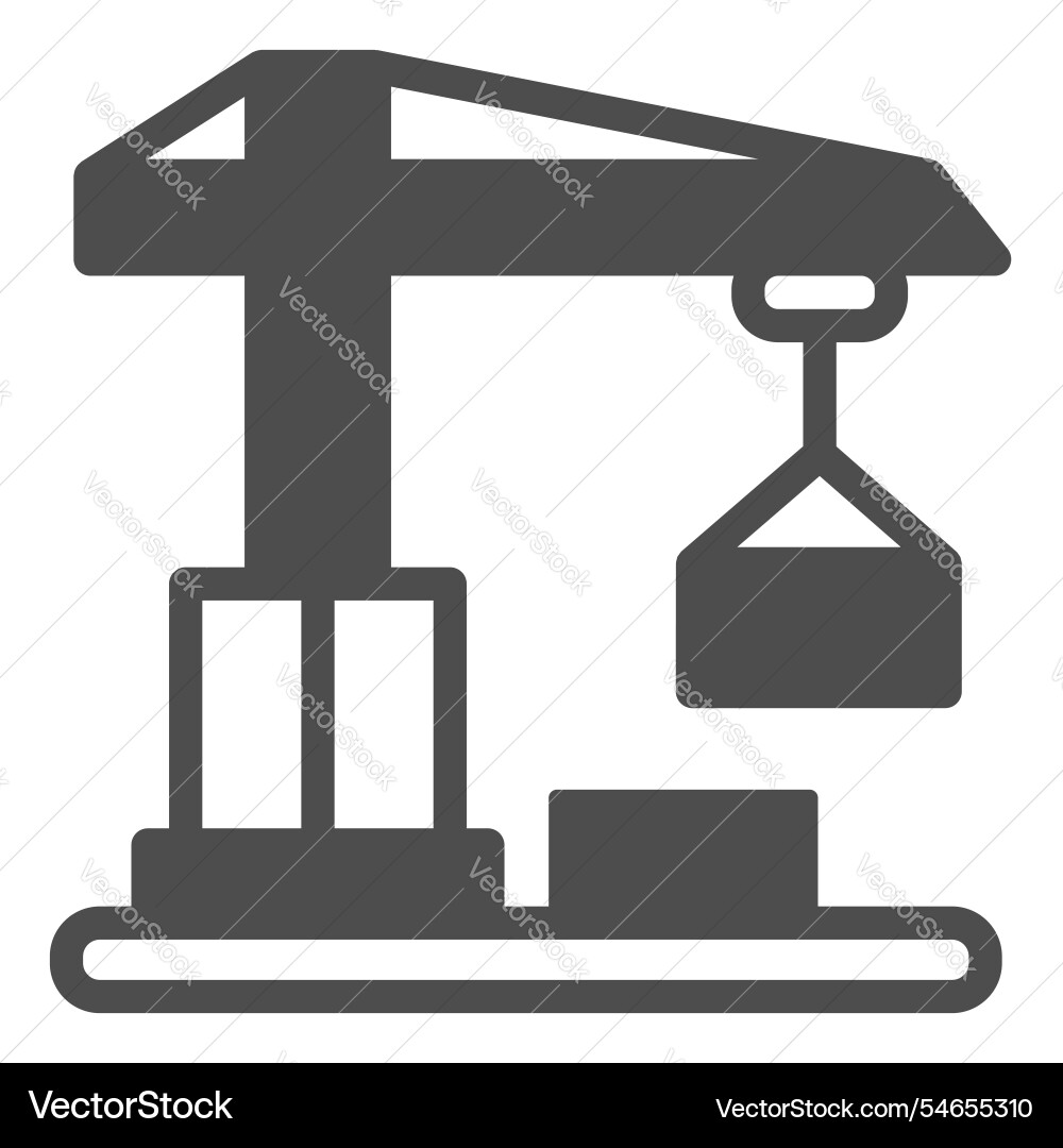 Crane with container solid icon construction Vector Image