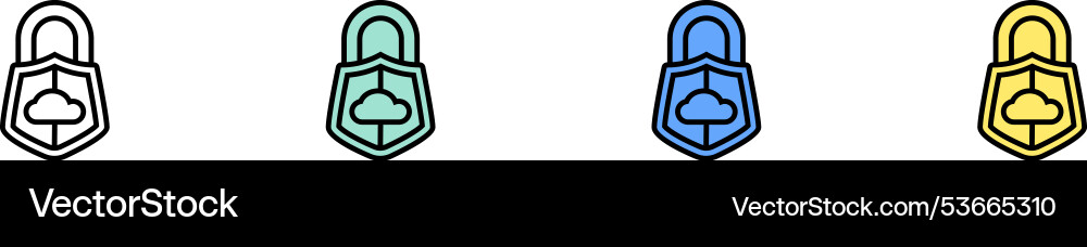 Data protection icon outline green blue Royalty Free Vector