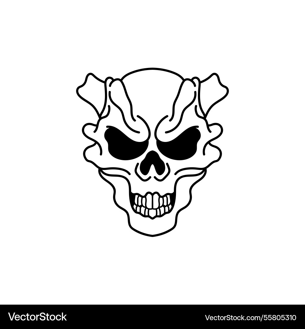 Demon skull outline Royalty Free Vector Image - VectorStock