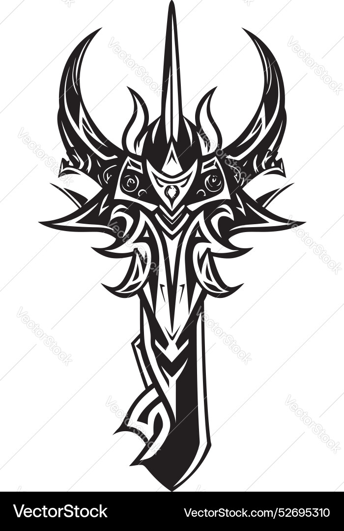 Draconic devastator battle axe emblem icon Vector Image