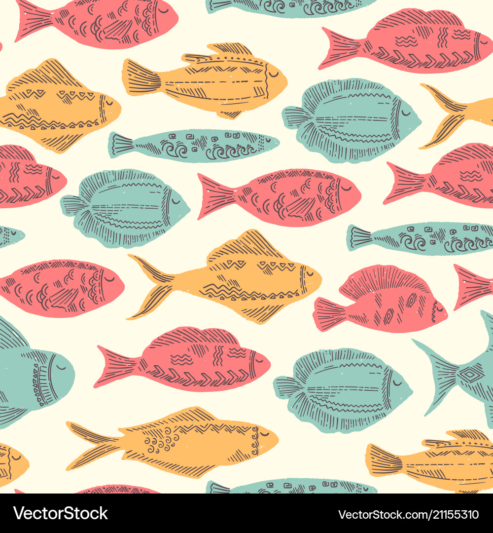 Funny doodle fish Royalty Free Vector Image - VectorStock