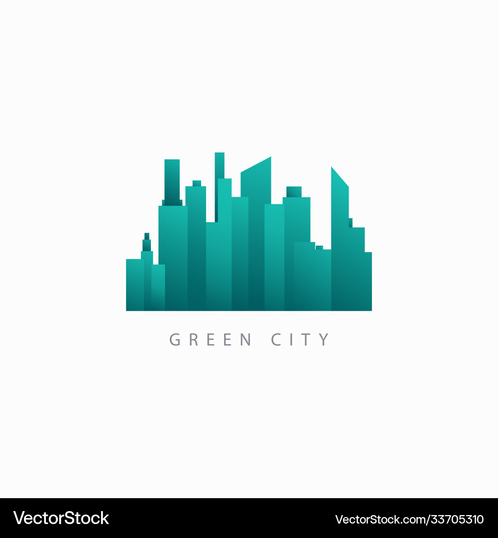 Green City Skyline Template Royalty Free Vector Image