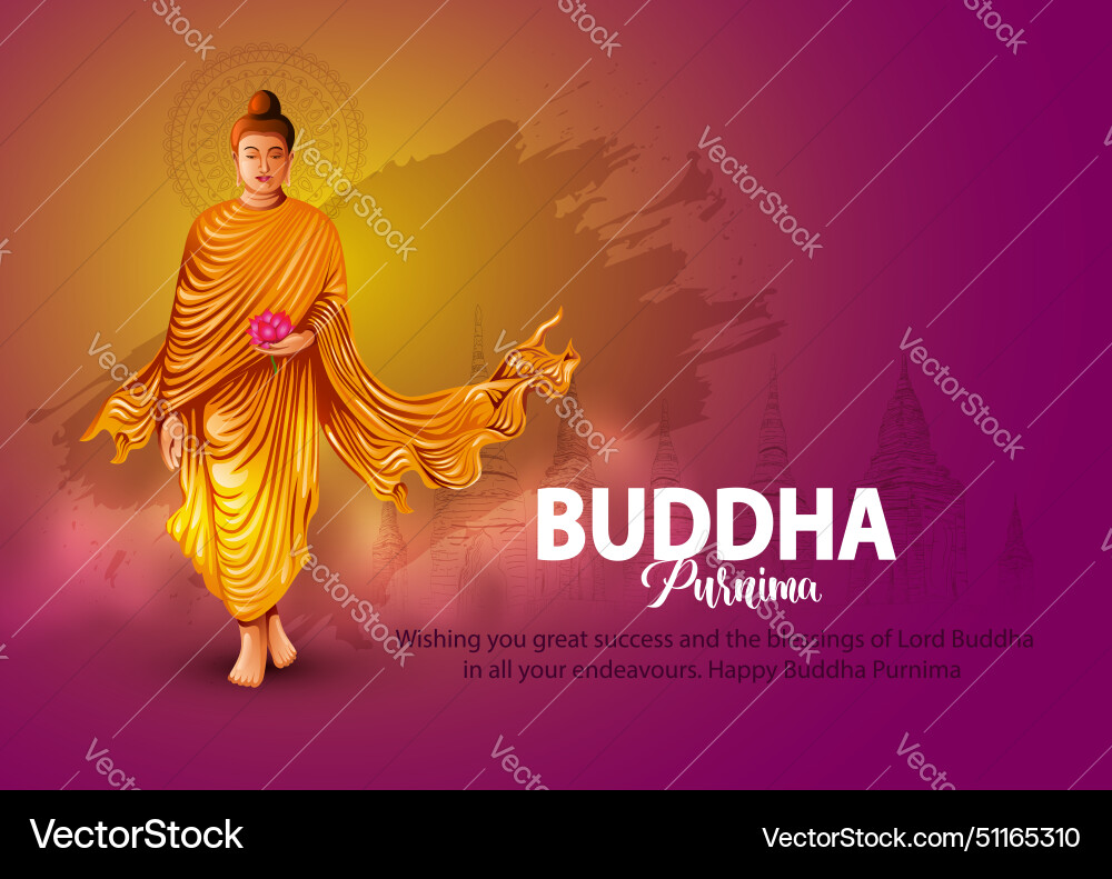 Happy vesak day buddha purnima wishes greetings Vector Image