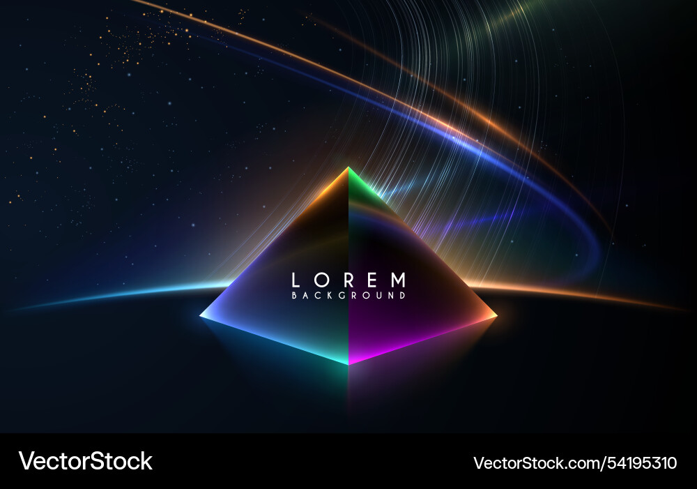 Neon pyramid on galaxy lights background Vector Image