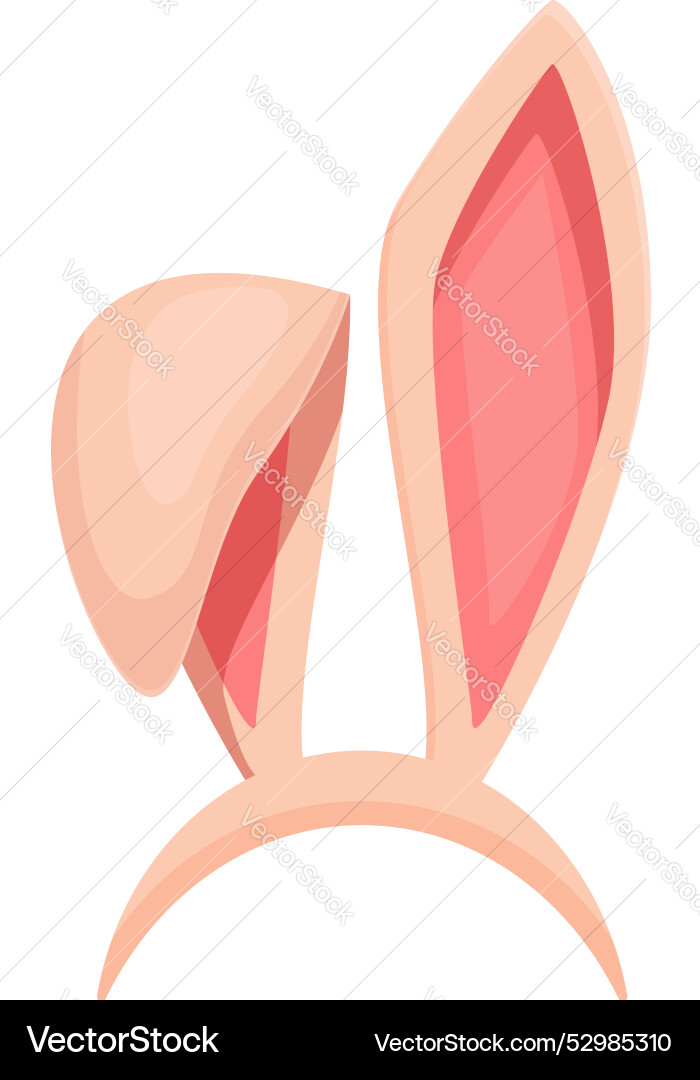 Pink bunny ears headband standing up on white Vector Image