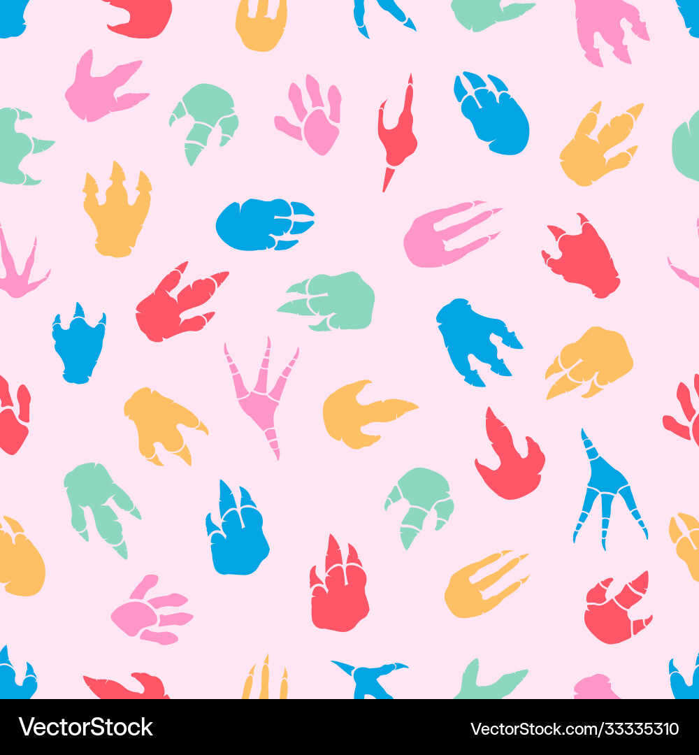 Reptile footprint seamless pattern dinosaur foot Vector Image