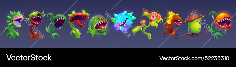 Scary monster carnivorous plants Royalty Free Vector Image