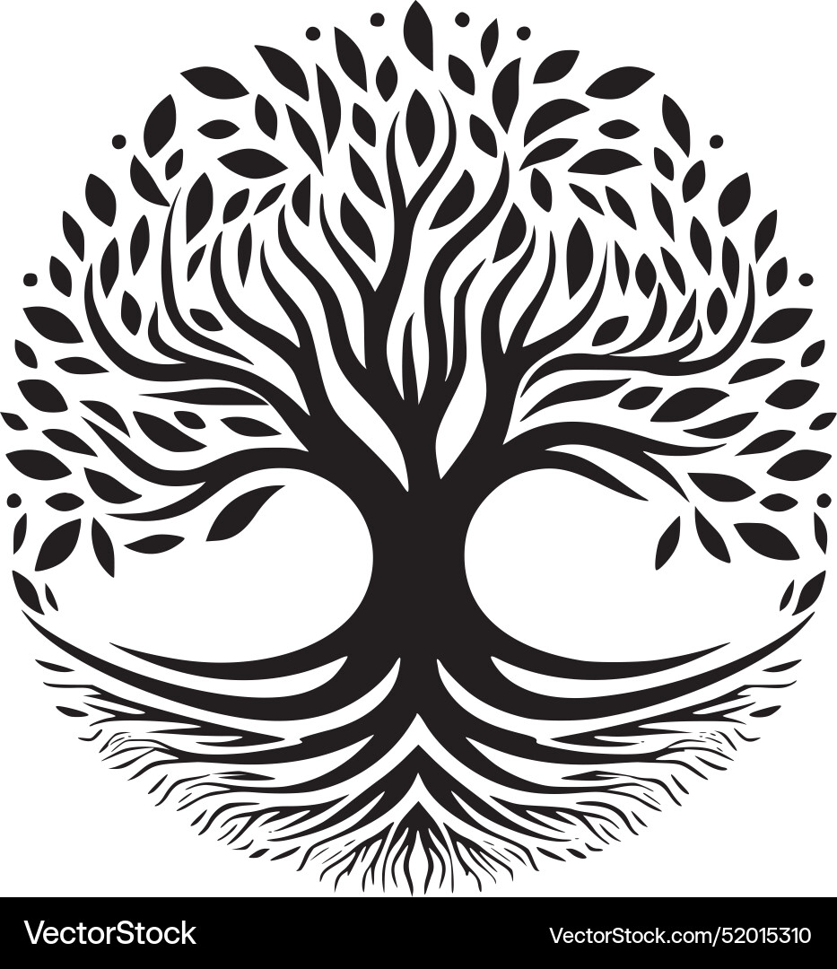 Tree of life - black and white Royalty Free Vector Image