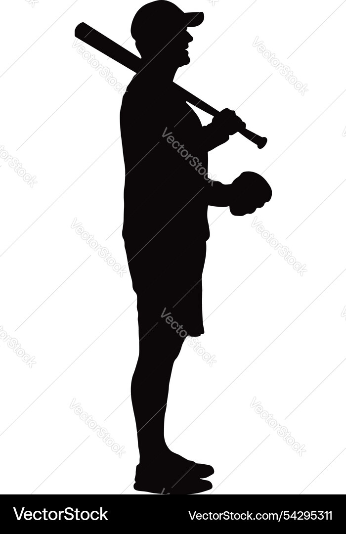 Baseball man silhouette Royalty Free Vector Image