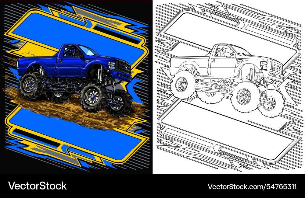 Blue drag racing car with yellow strip Royalty Free Vector