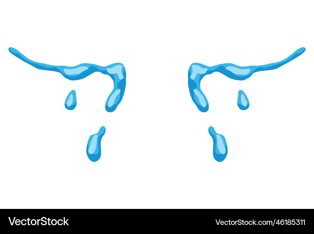 Cartoon tear drops icon sorrow cry streams Vector Image