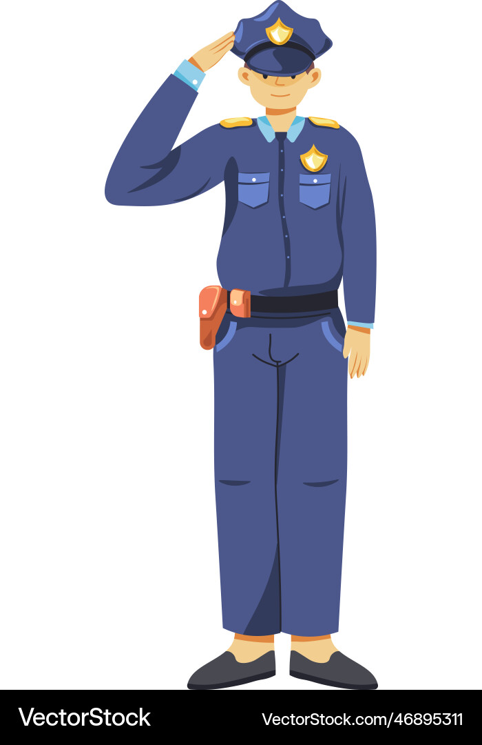 Detective saluting with hand gesture policeman Vector Image