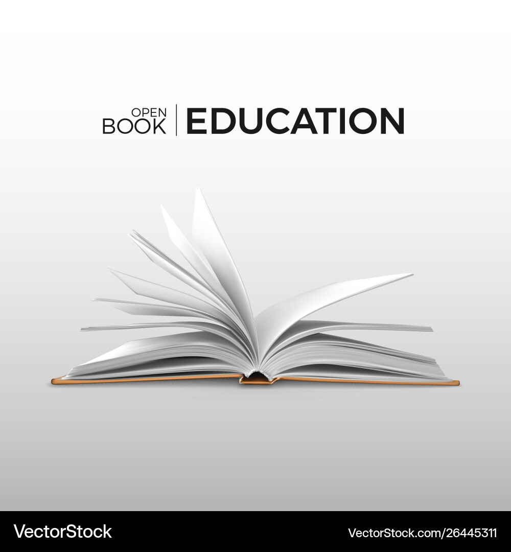 Education and study realistic open book Royalty Free Vector
