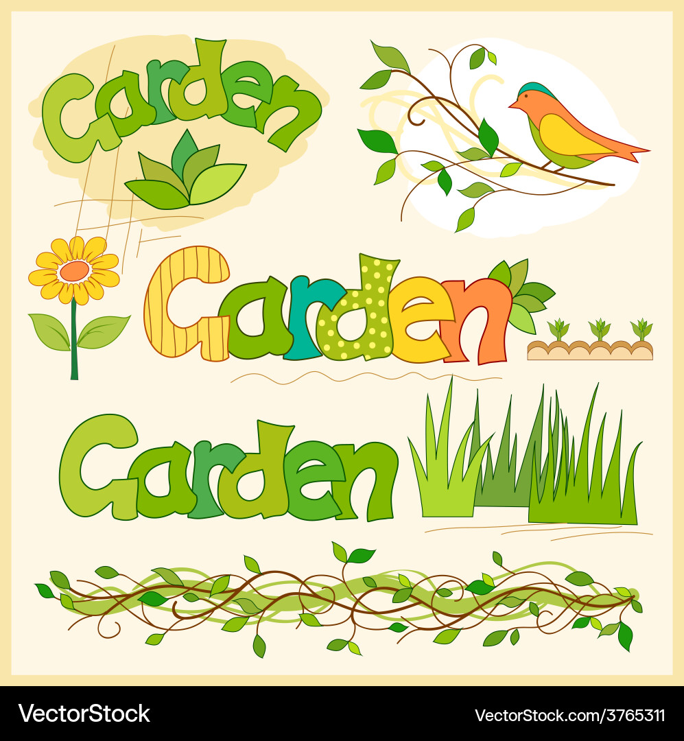 Garden set Royalty Free Vector Image - VectorStock