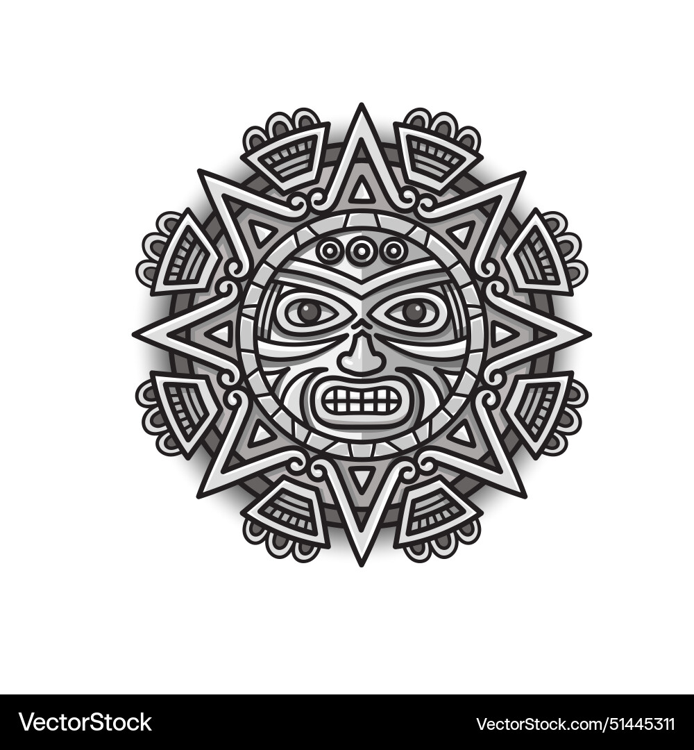 Hand drawn aztec sun ethnic symbol Royalty Free Vector Image