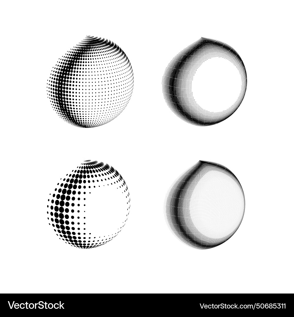Set of abstract globe dotted spheres Royalty Free Vector